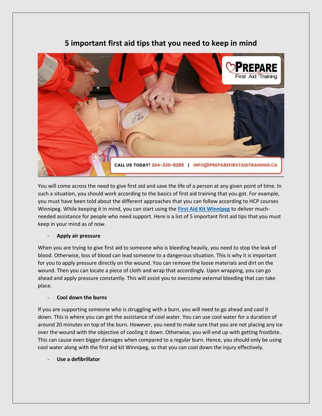 PPT - 5 important first aid tips that you need to keep in mind ...
