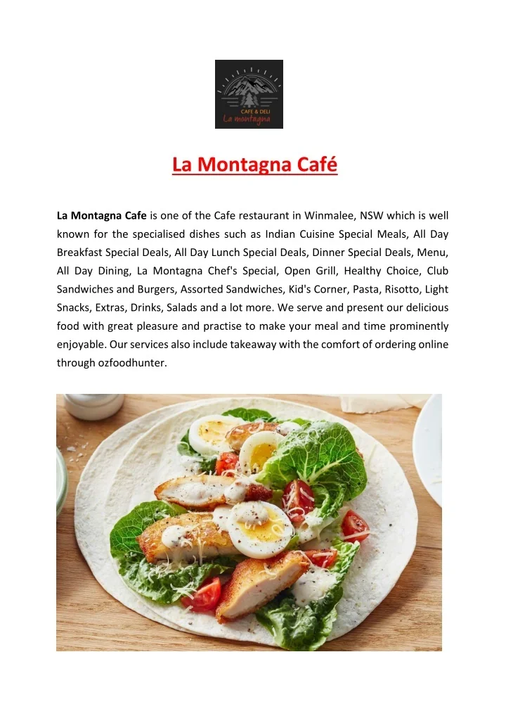 PPT - 5% off - La Montagna Café Menu takeaway Winmalee, NSW PowerPoint Presentation - ID:10493846