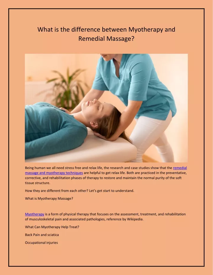 Ppt What Is The Difference Between Myotherapy And Remedial Massage