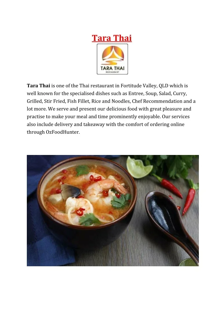 PPT - 5% off - Tara Thai Restaurant Fortitude Valley Menu, QLD ...