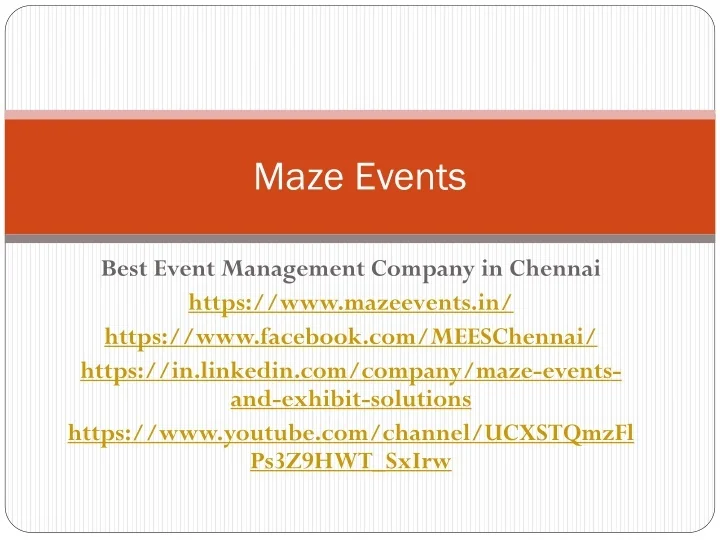 PPT - Best Event Management Company in Chennai Maze Event PowerPoint ...