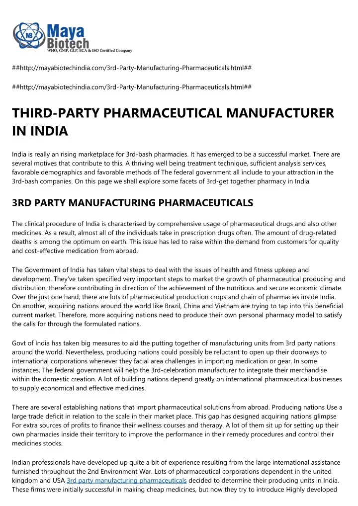 PPT - The Intermediate Guide to 3RD PARTY MANUFACTURING PHARMACEUTICALS ...
