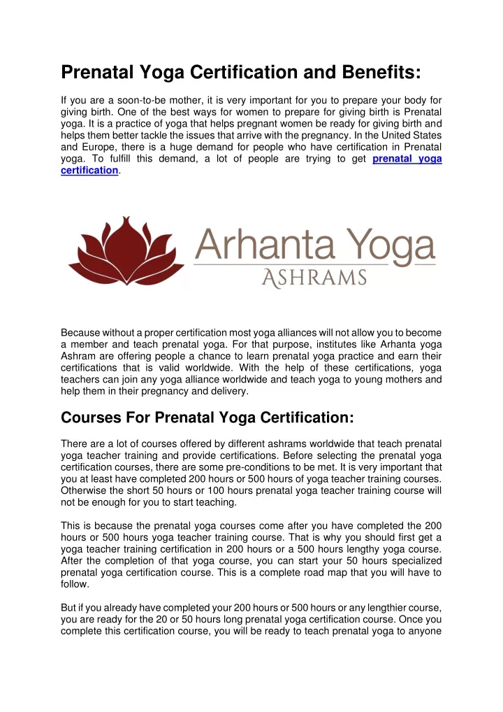 Ppt Prenatal Yoga Certification And Benefits Powerpoint Presentation