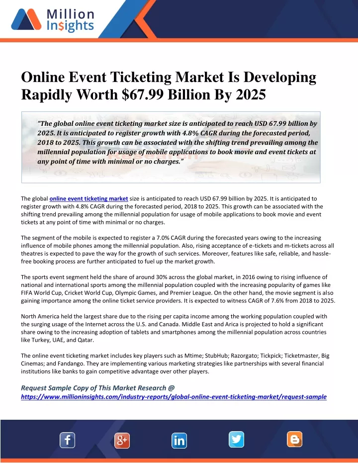 PPT - Online Event Ticketing Market Is Developing Rapidly Worth $67.99 ... PPT - Online Event Ticketing Market Is Developing Rapidly Worth $67.99 ...