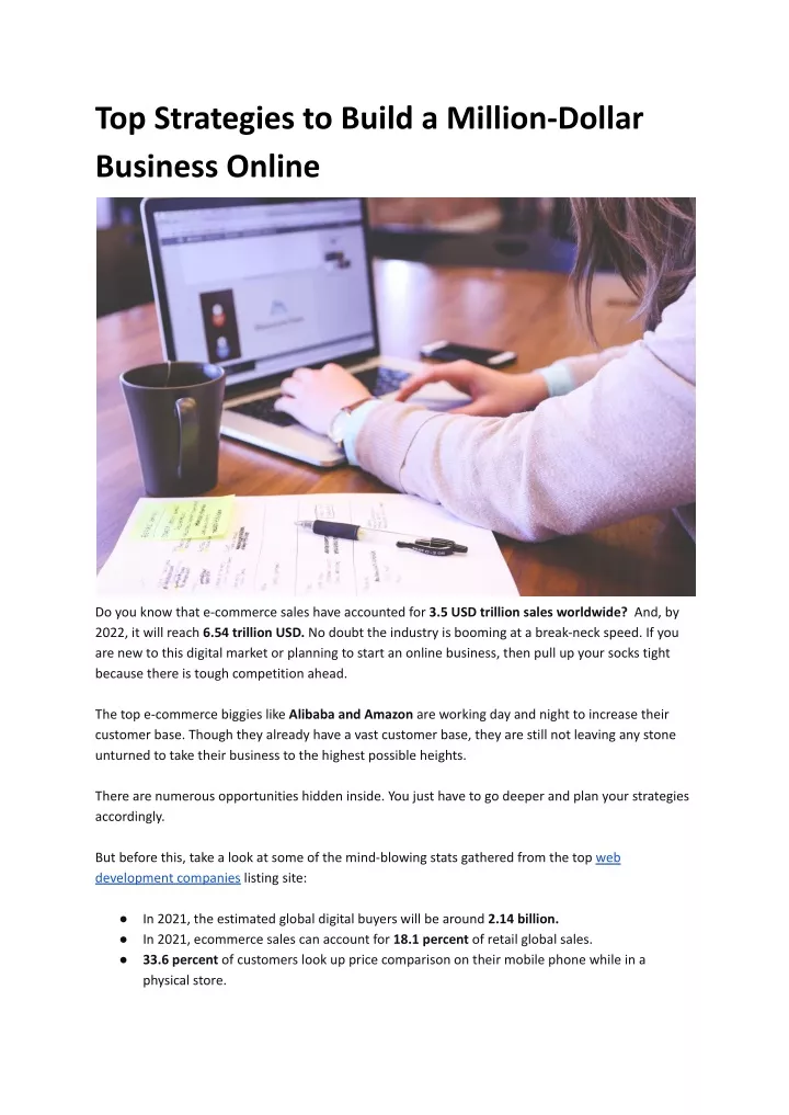 Ppt Top Strategies To Build A Million Dollar Online Powerpoint