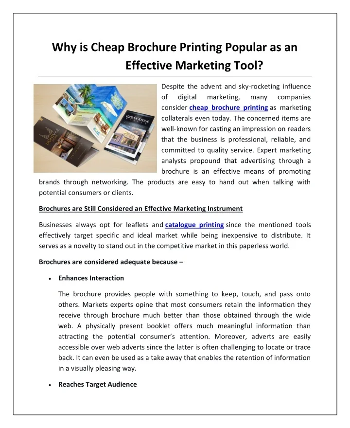 PPT - Why is Cheap Brochure Printing Popular as an Effective Marketing ...