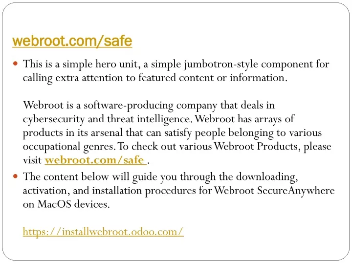 PPT - Webroot.com/safe | Download, Install, Activate Webroot Antivirus ... PPT - Webroot.com/safe | Download, Install, Activate Webroot Antivirus ...