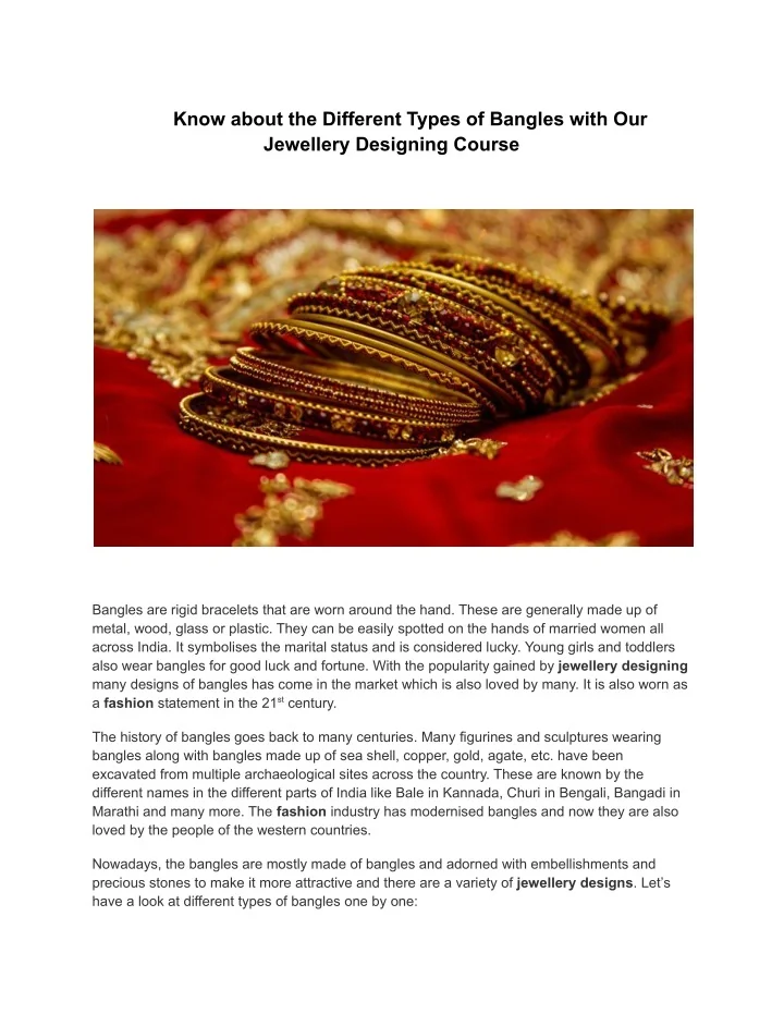 PPT - Know about the Different Types of Bangles with Our Jewellery ...