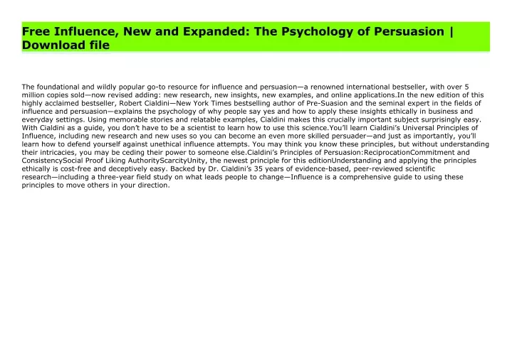 Ppt Download Influence New And Expanded The Psychology Of