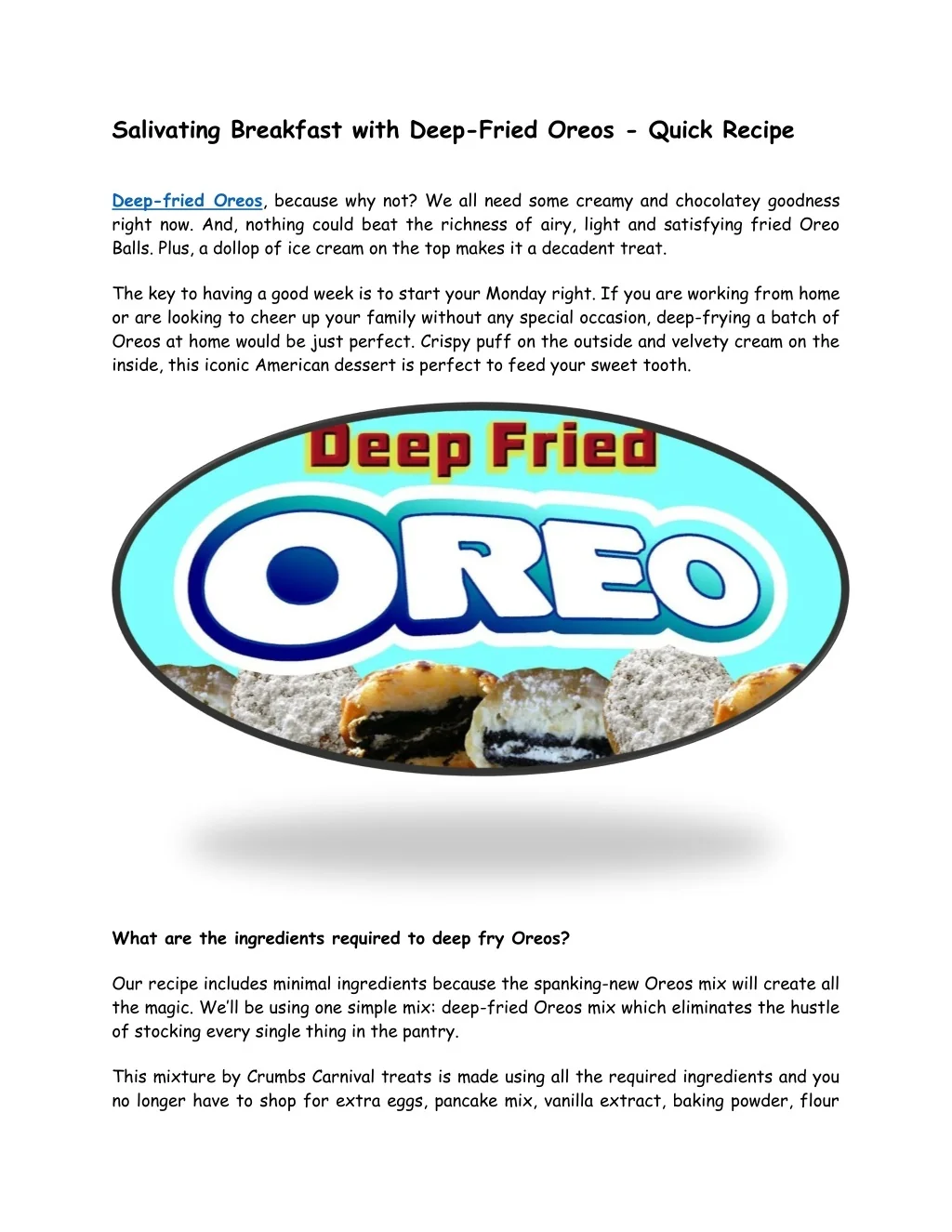 PPT - Salivating Breakfast With Deep-Fried Oreos - Quick Recipe ...