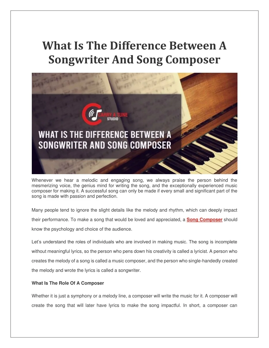 PPT - What Is The Difference Between A Songwriter And Song Composer ...