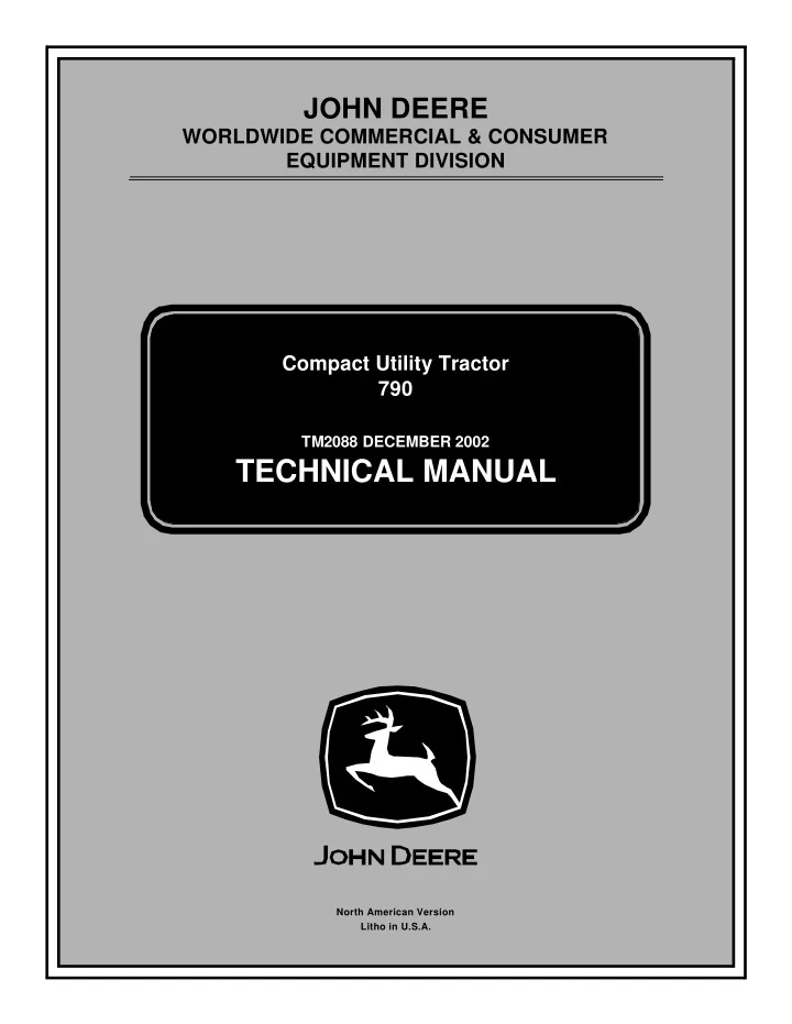 PPT - John Deere 790 Compact Utility Tractor Service Repair Manual ...