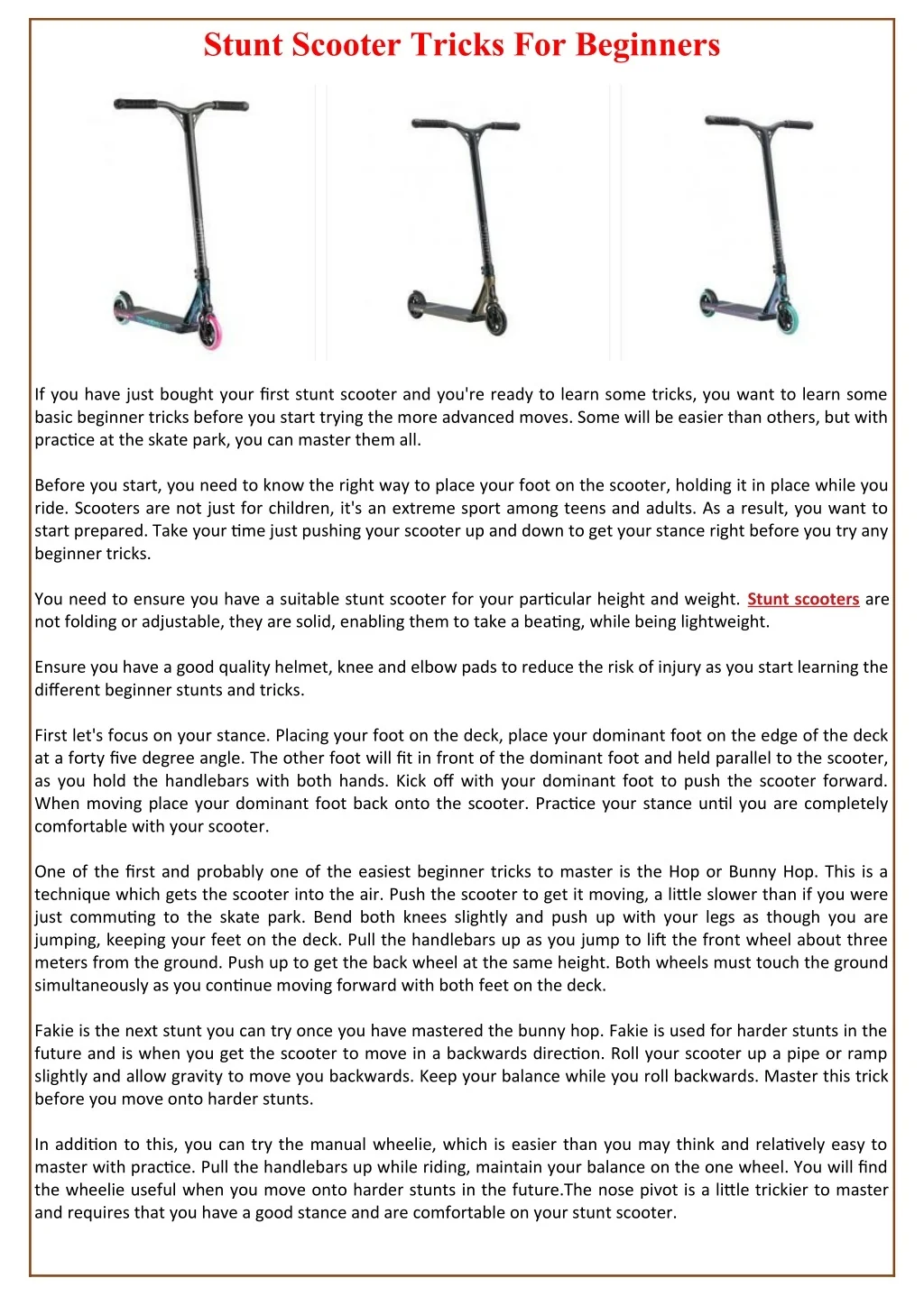PPT - Stunt Scooter Tricks For Beginners PowerPoint Presentation, free ...