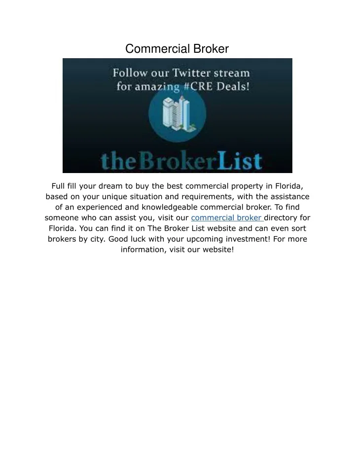 PPT - Commercial Broker PowerPoint Presentation, free download - ID ...