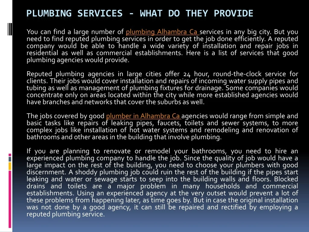PPT - Plumbing Services - What Do They Provide PowerPoint Presentation ...
