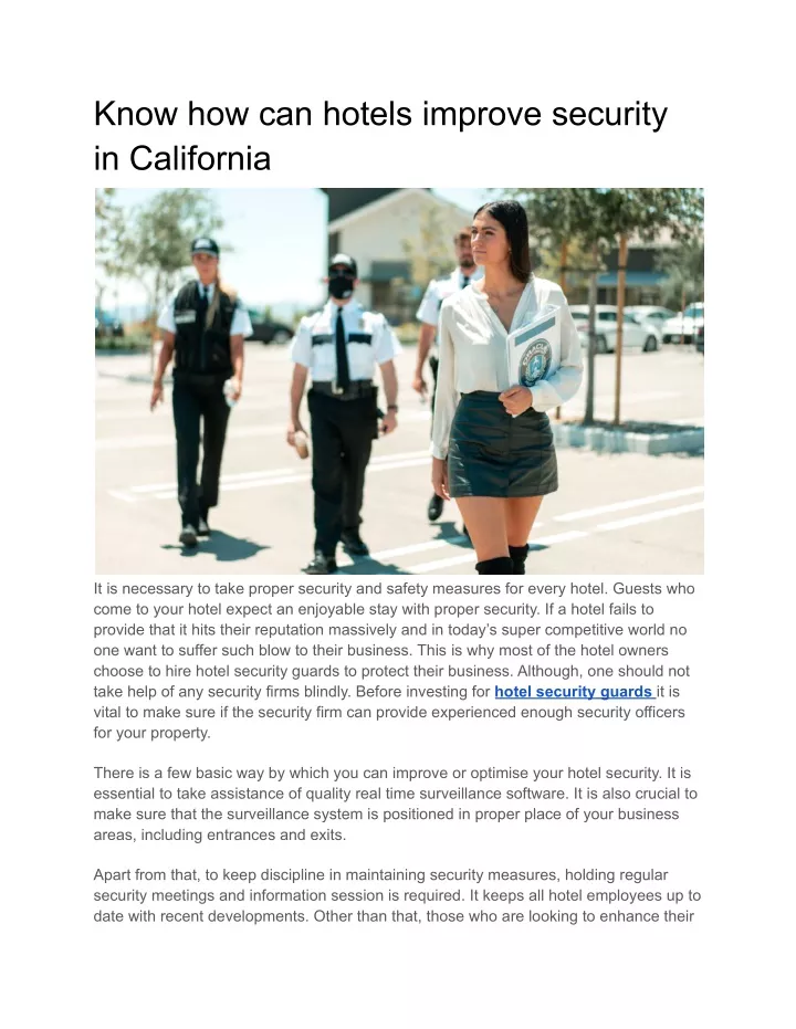 PPT - Know how can hotels improve security in California PowerPoint ... PPT - Know how can hotels improve security in California PowerPoint ...