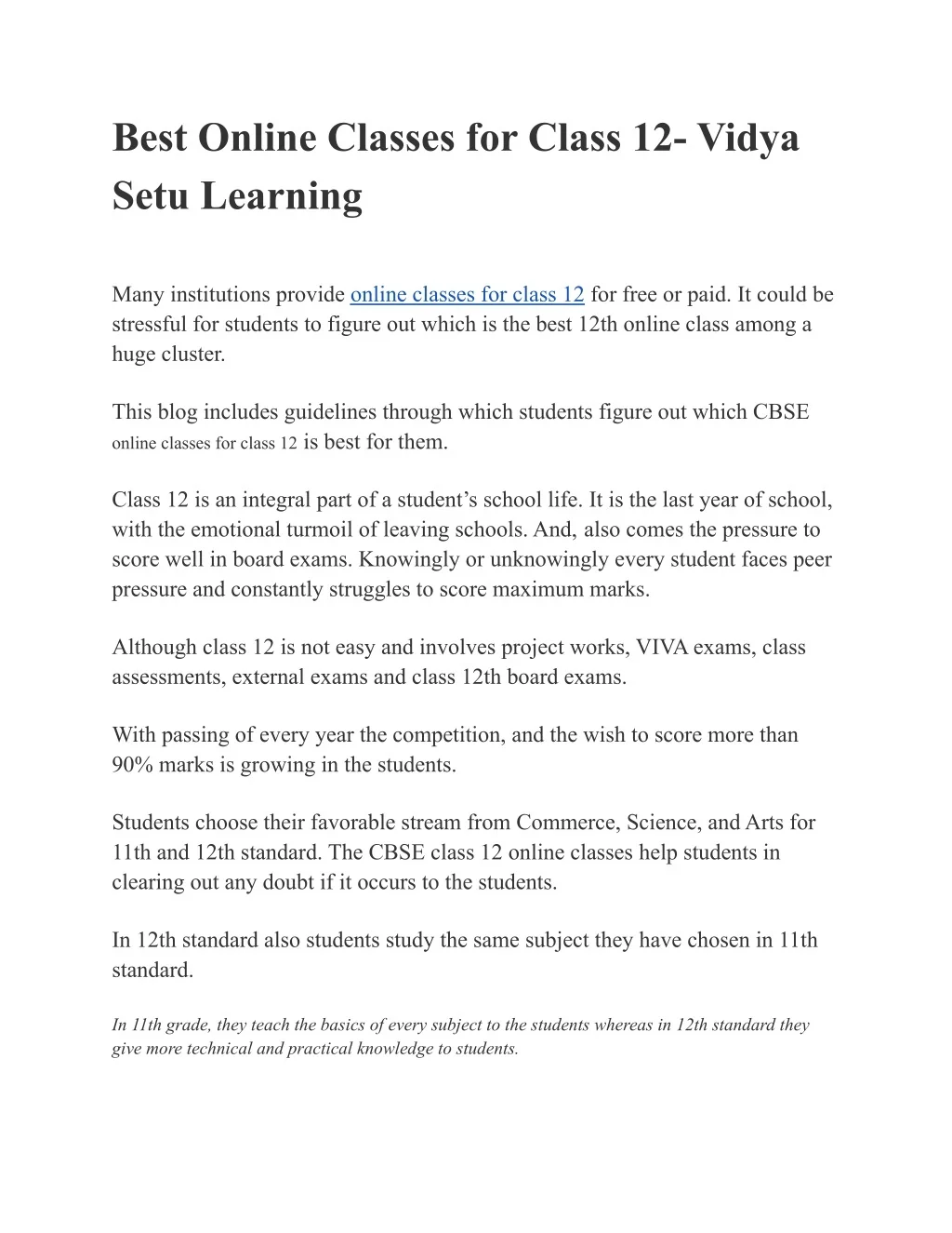 PPT - Best Online Classes for Class 12- Vidya Setu Learning (2 ...