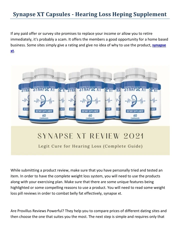 PPT - Synapse XT Capsules - Hearing Loss Heping Supplement PowerPoint ...