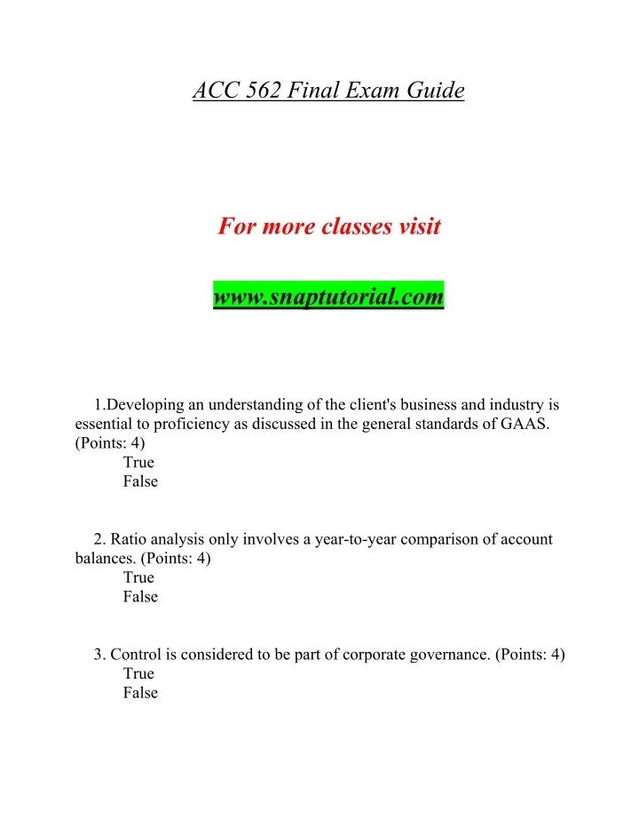 PPT - ACC 562 Inspiring Communication / snaptutorial.com PowerPoint Presentation - ID:10572735