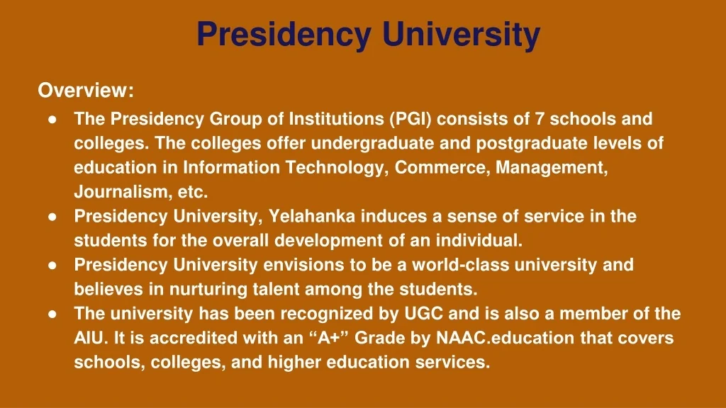 PPT - Presidency University PowerPoint Presentation, free download - ID ...