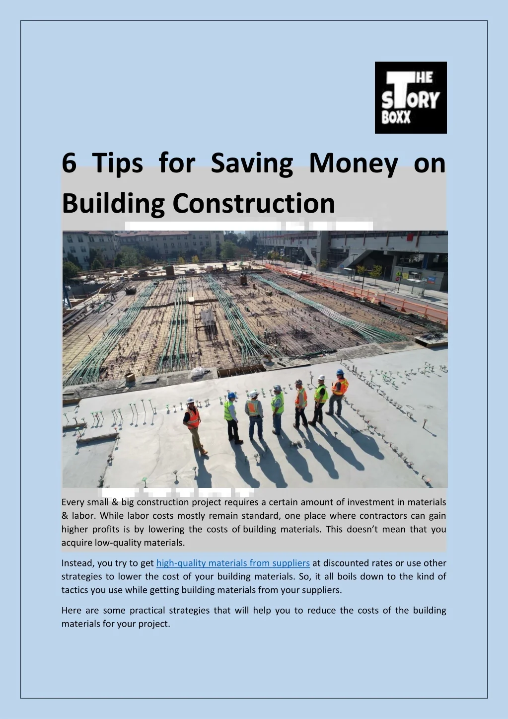 PPT - 6 Tips for Saving Money on Building Construction PowerPoint ...