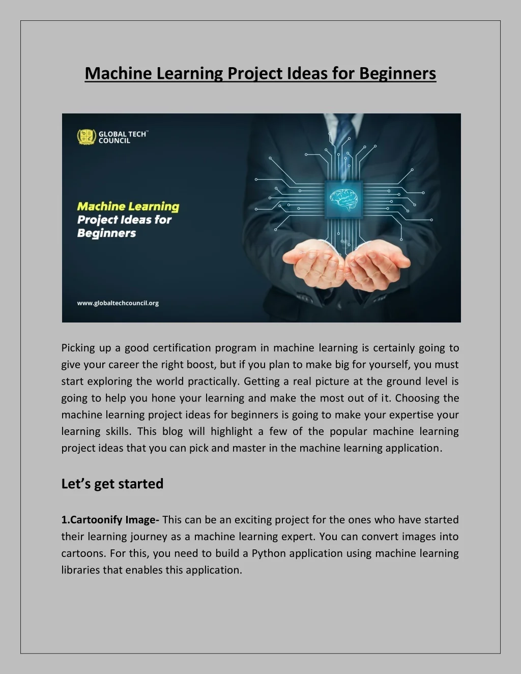 PPT - Machine Learning Project Ideas for Beginners PowerPoint ...
