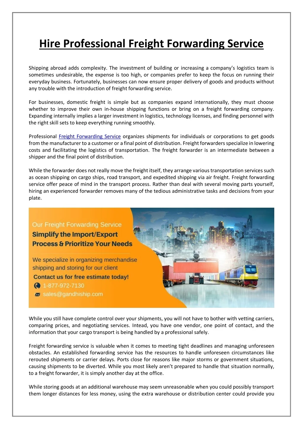 PPT - Hire Professional Freight Forwarding Service PowerPoint ...