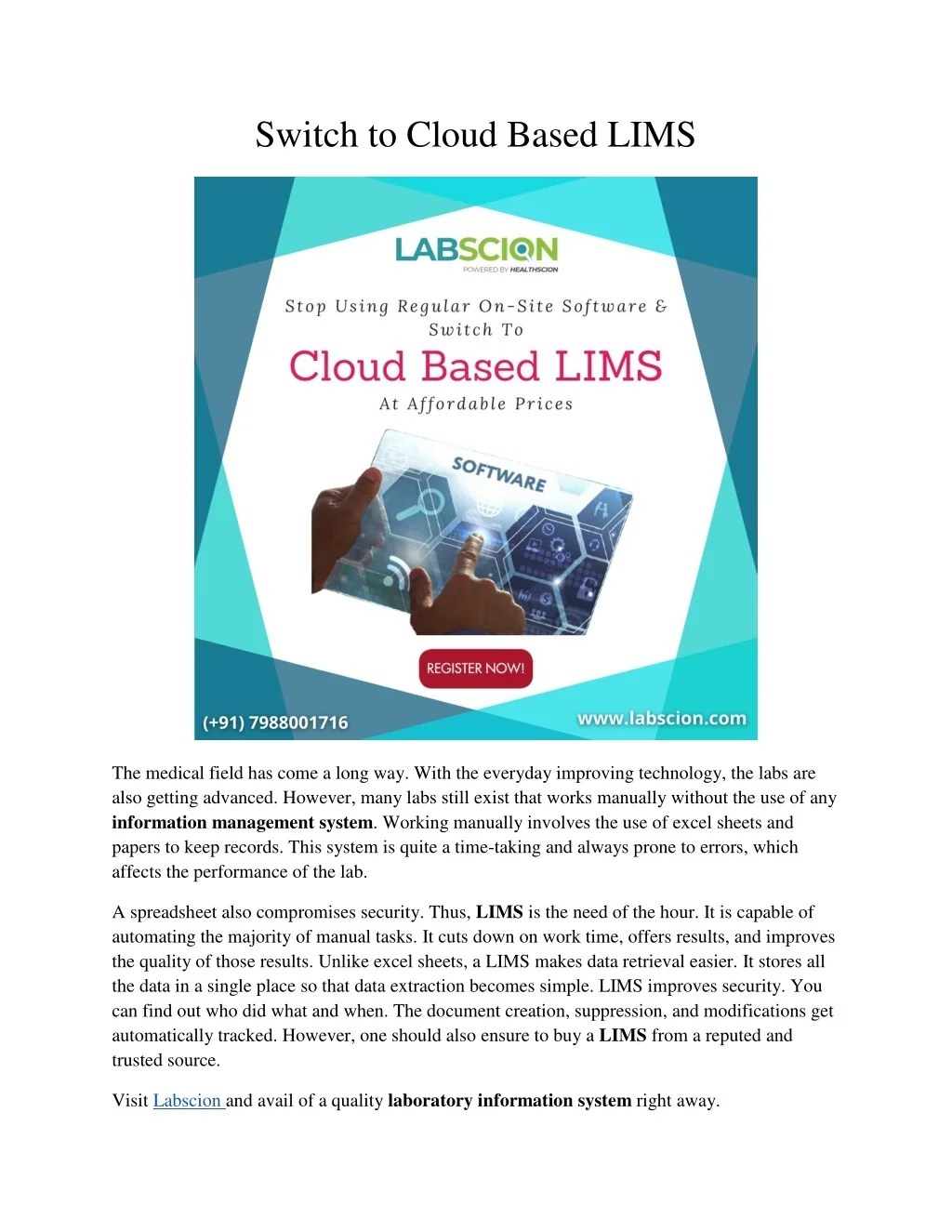 PPT - Switch to Cloud Based LIMS PowerPoint Presentation, free download - ID:10587967