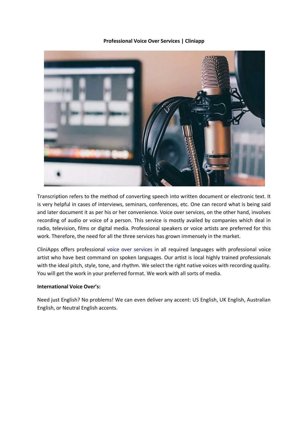 PPT - Professional Voice Over Services PowerPoint Presentation, free ...