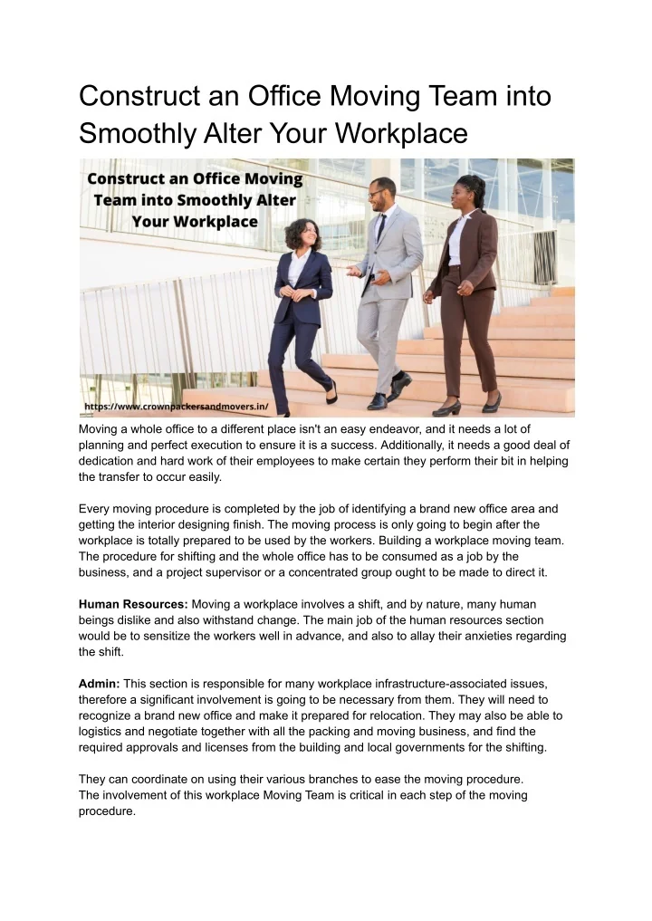 PPT - Construct an Office Moving Team into Smoothly Alter Your ...