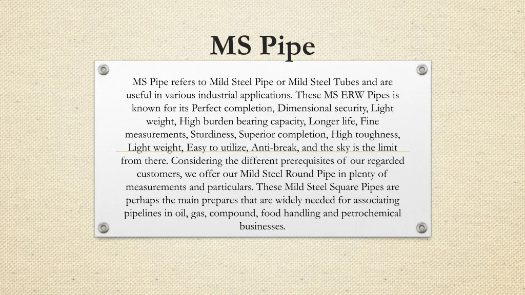 PPT - MS Pipe PowerPoint Presentation, free download - ID:10609150