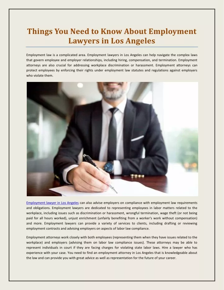 Ppt Things You Need To Know About Employment Lawyers In Los Angeles