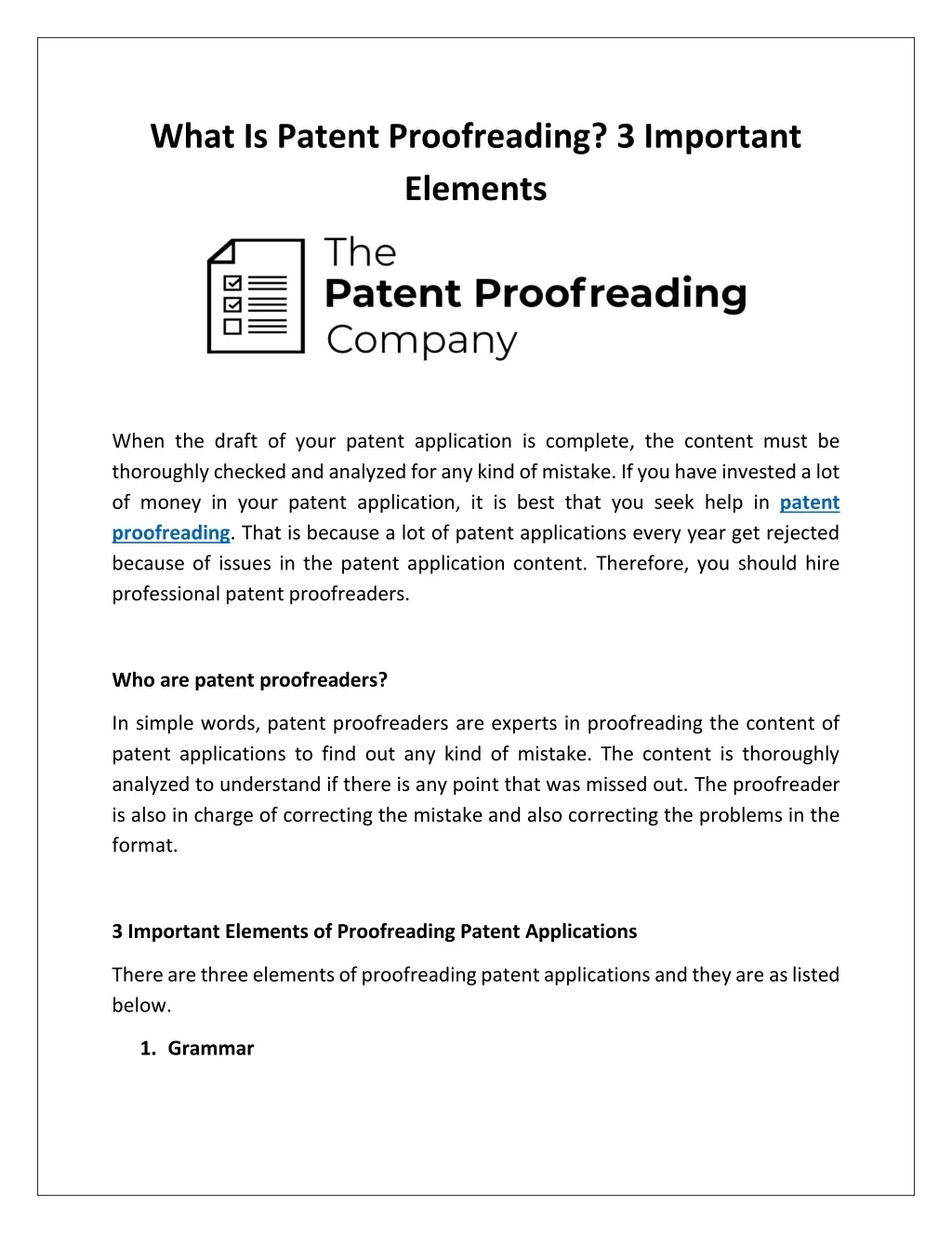 PPT - What Is Patent Proofreading 3 Important Elements PowerPoint ...