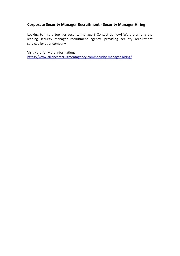 PPT - Corporate Security Manager Recruitment - Security Manager Hiring ...