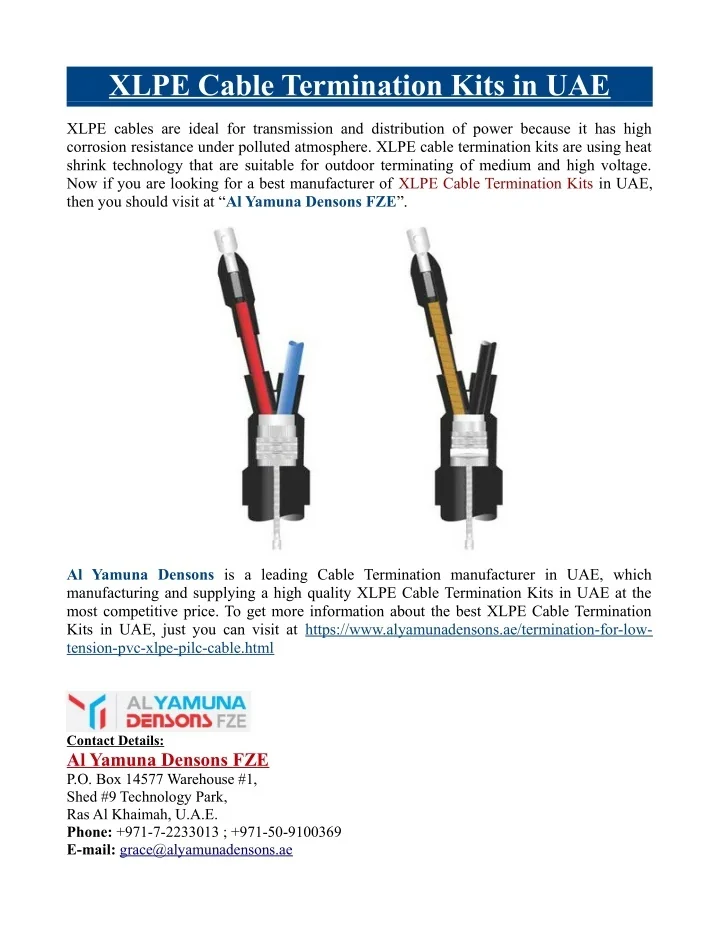 PPT - XLPE Cable Termination Kits in UAE PowerPoint Presentation, free ...