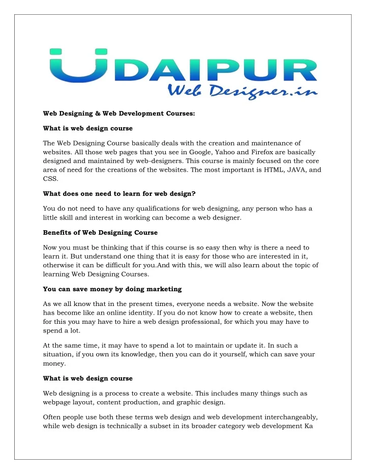 PPT - Web Designing & Web Development Courses PowerPoint Presentation ...