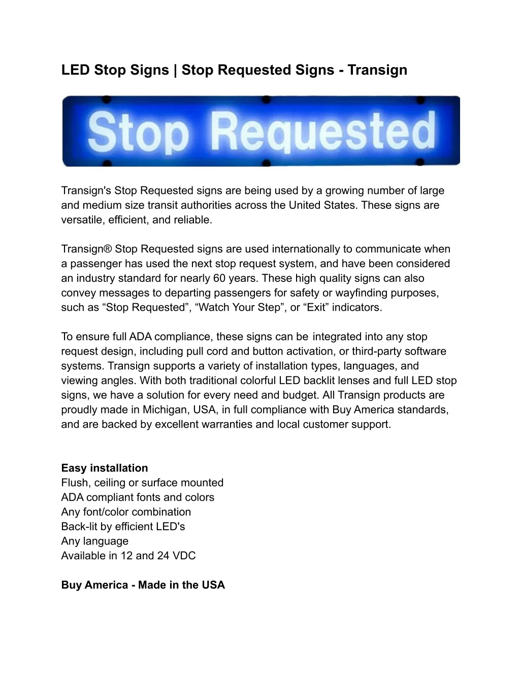 PPT - LED Stop Signs _ Stop Requested Signs - Transign PowerPoint ...