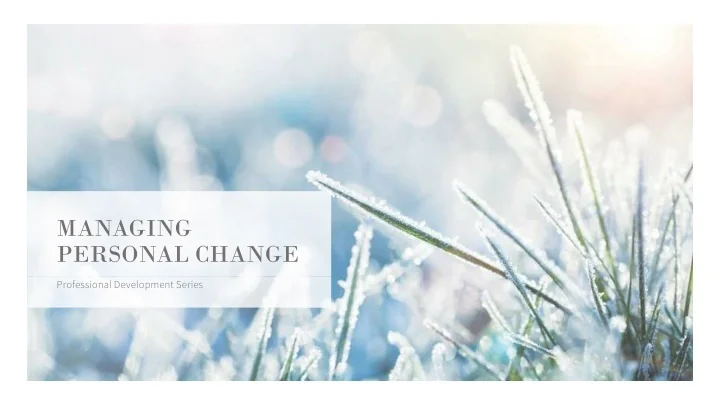 PPT - Personal Change Management Individual Course Brisbane Sydney ...
