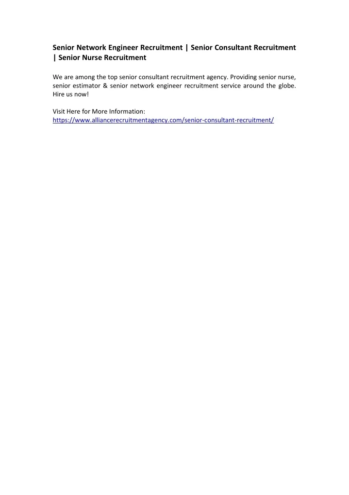 PPT - Senior Network Engineer Recruitment - Senior Consultant ...