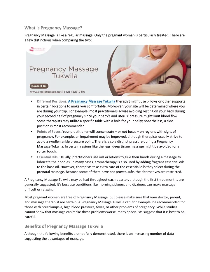 Ppt Pregnancy Massage Tukwila Powerpoint Presentation Free Download