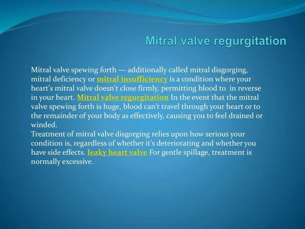 PPT - Mitral valve regurgitation PowerPoint Presentation, free download ...