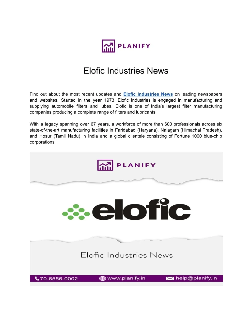 PPT - Elofic Industries News PowerPoint Presentation, free download ...