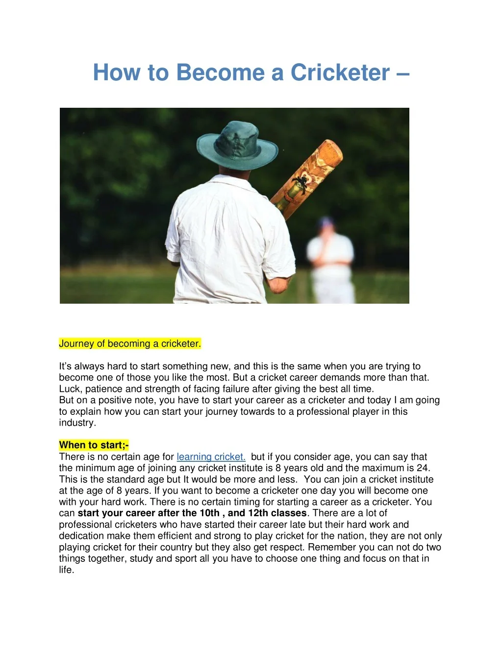 PPT - How to Become a Cricketer PowerPoint Presentation, free download ...