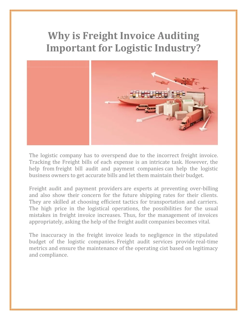 PPT - Why is Freight Invoice Auditing Important for Logistic Industry ...