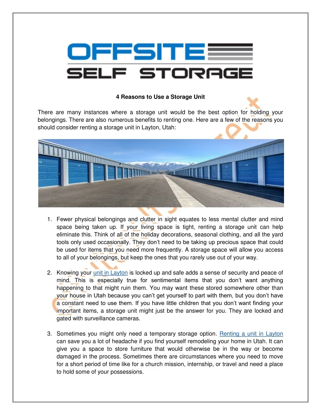 PPT - 4 Reasons to Use a Storage Unit PowerPoint Presentation, free ...