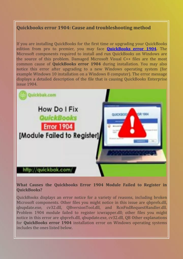 PPT - Quickbooks error 1904-Cause and troubleshooting method PowerPoint ... PPT - Quickbooks error 1904-Cause and troubleshooting method PowerPoint ...