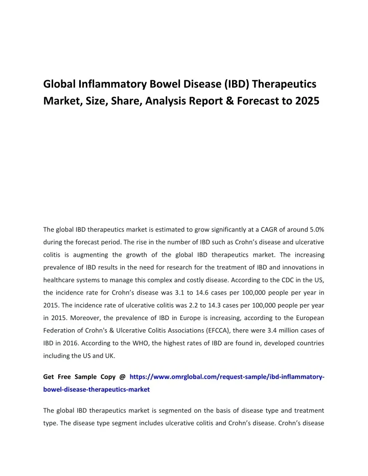 PPT - Global Inflammatory Bowel Disease (IBD) Therapeutics Market ...
