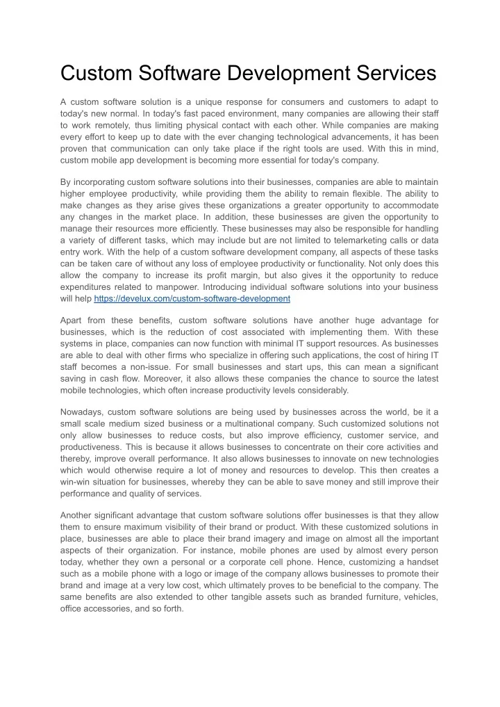 PPT - Custom Software Development Services PowerPoint Presentation ...