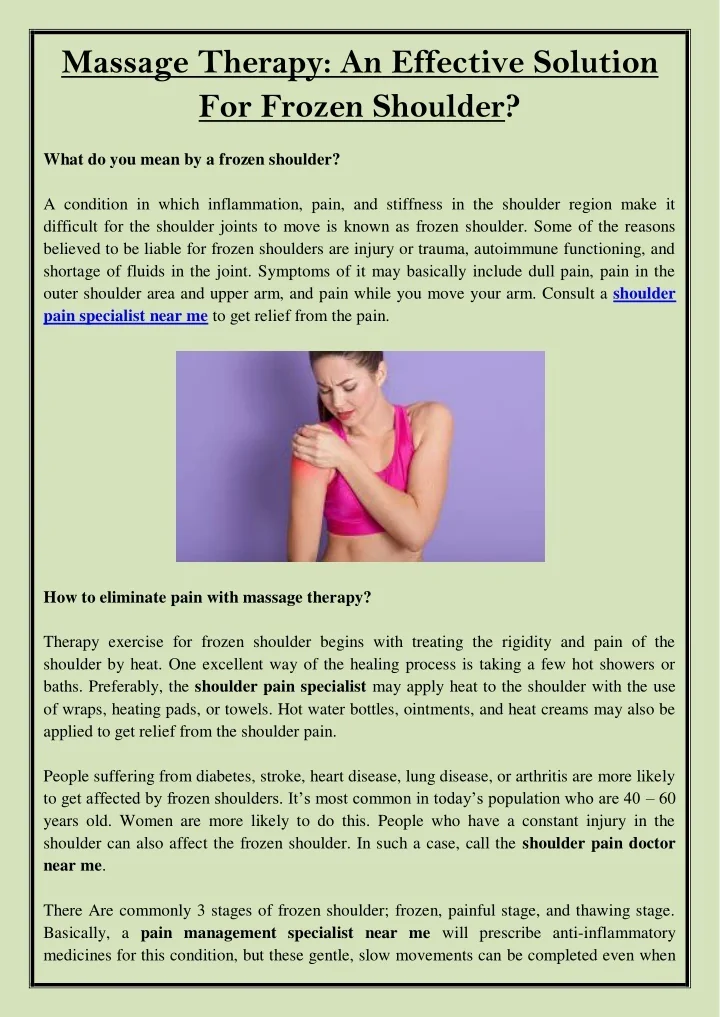 PPT - Massage Therapy An Effective Solution For Frozen Shoulder ...