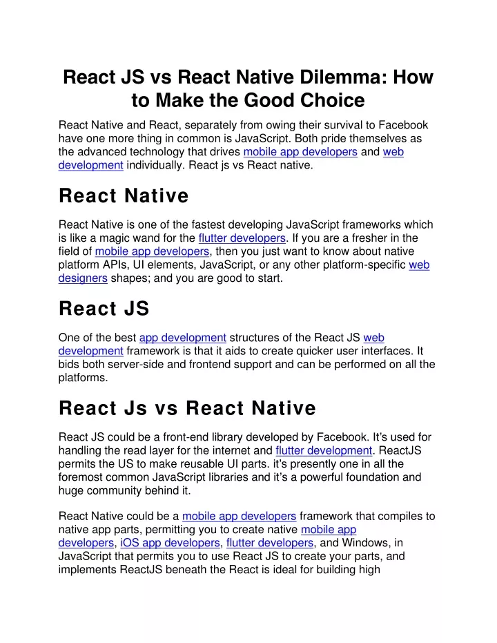 PPT - React JS vs React Native Dilemma PowerPoint Presentation, free ... PPT - React JS vs React Native Dilemma PowerPoint Presentation, free ...